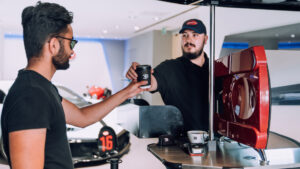 A latte money: £50 Bugatti coffee comes in a carbon fibre cup