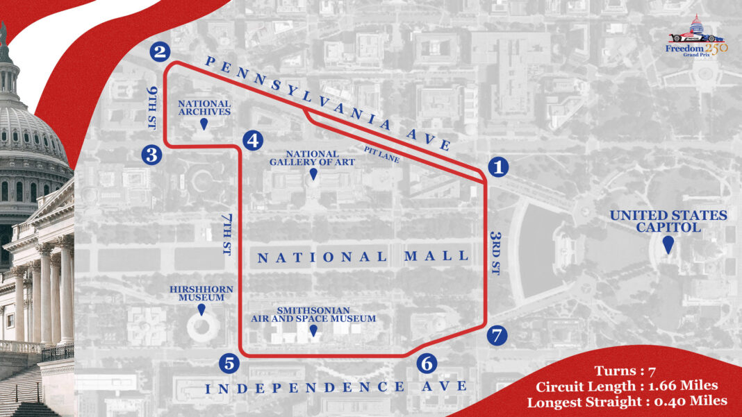 IndyCar reveals circuit layout for Freedom 250 in Washington, D.C.